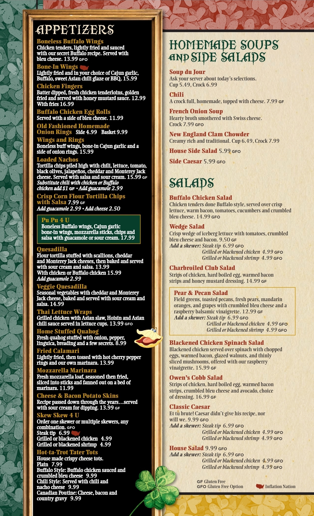 Appetizers, Soups, and Salads - Owen O'Leary's Restaurant & Brew Pub